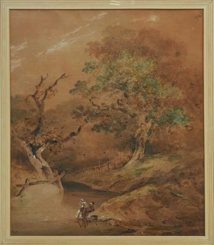 John Crome | Figures in a wooded river landscape | MutualArt