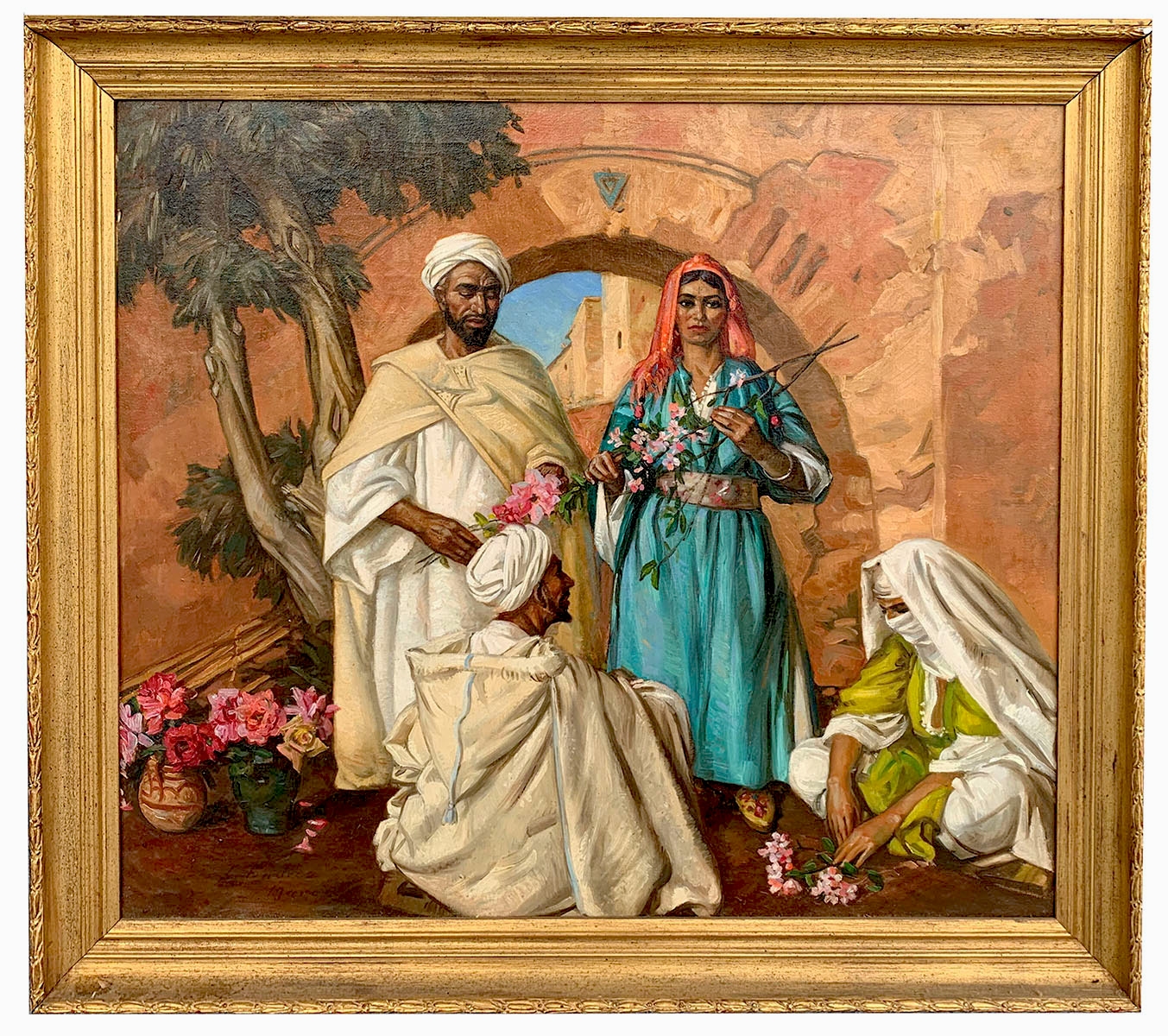 Louis John Endres | Moroccan Street Scene with Flower Sellers | MutualArt