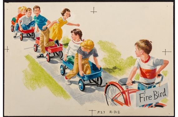 Richard Wiley | Wagon Train, Dick and Jane illustration | MutualArt