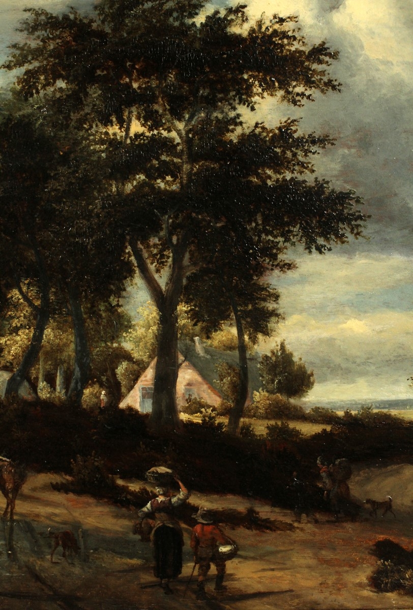 Meindert Hobbema | LANDSCAPE WITH VILLAGERS | MutualArt