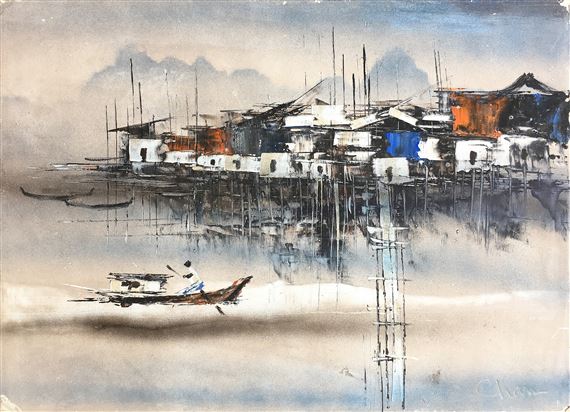 Jehan Chan | Fishing Village (1980s) | MutualArt