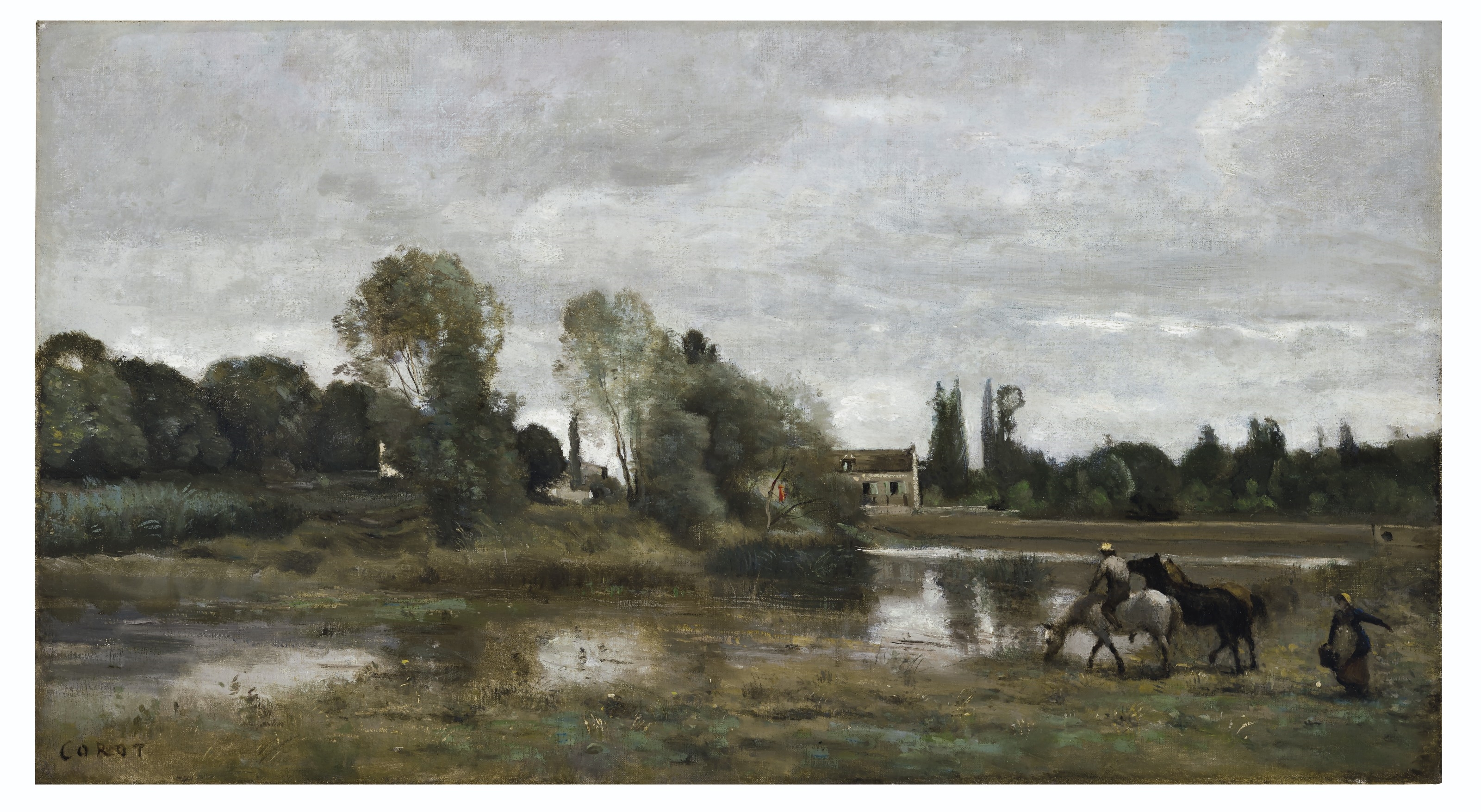 Jean Baptiste Camille Corot | Ville d'Avray, L'abreuvoir des chevaux ...