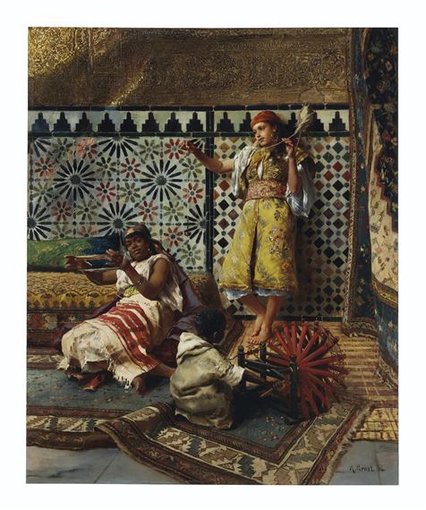 Rudolf Ernst | LANGUOROUS ORIENTAL LADY WITH A ROSE | MutualArt