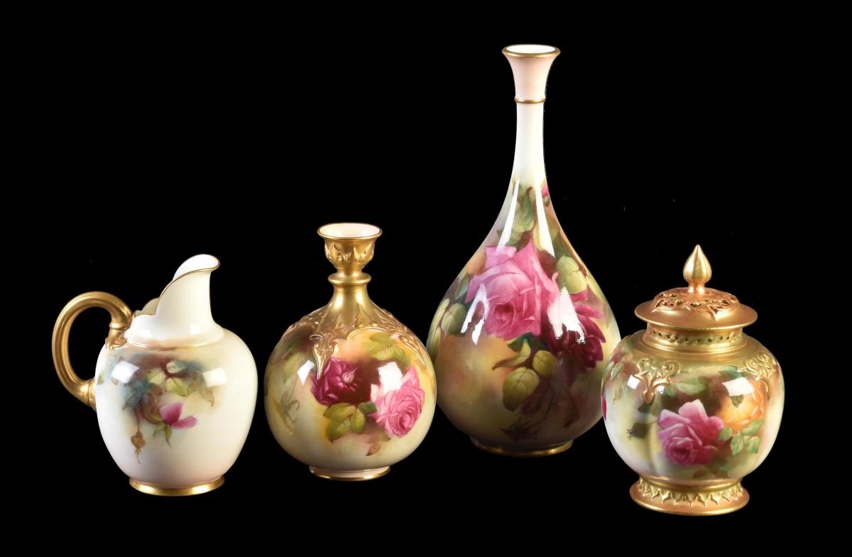 Royal Worcester | Four items of Royal Worcester porcelain painted with ...