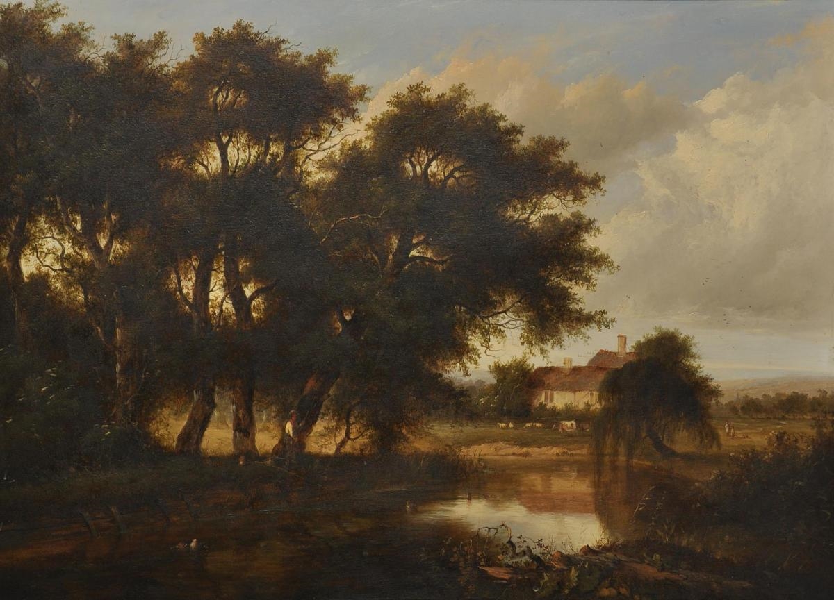 Patrick Nasmyth | View of a river with figure fishing | MutualArt