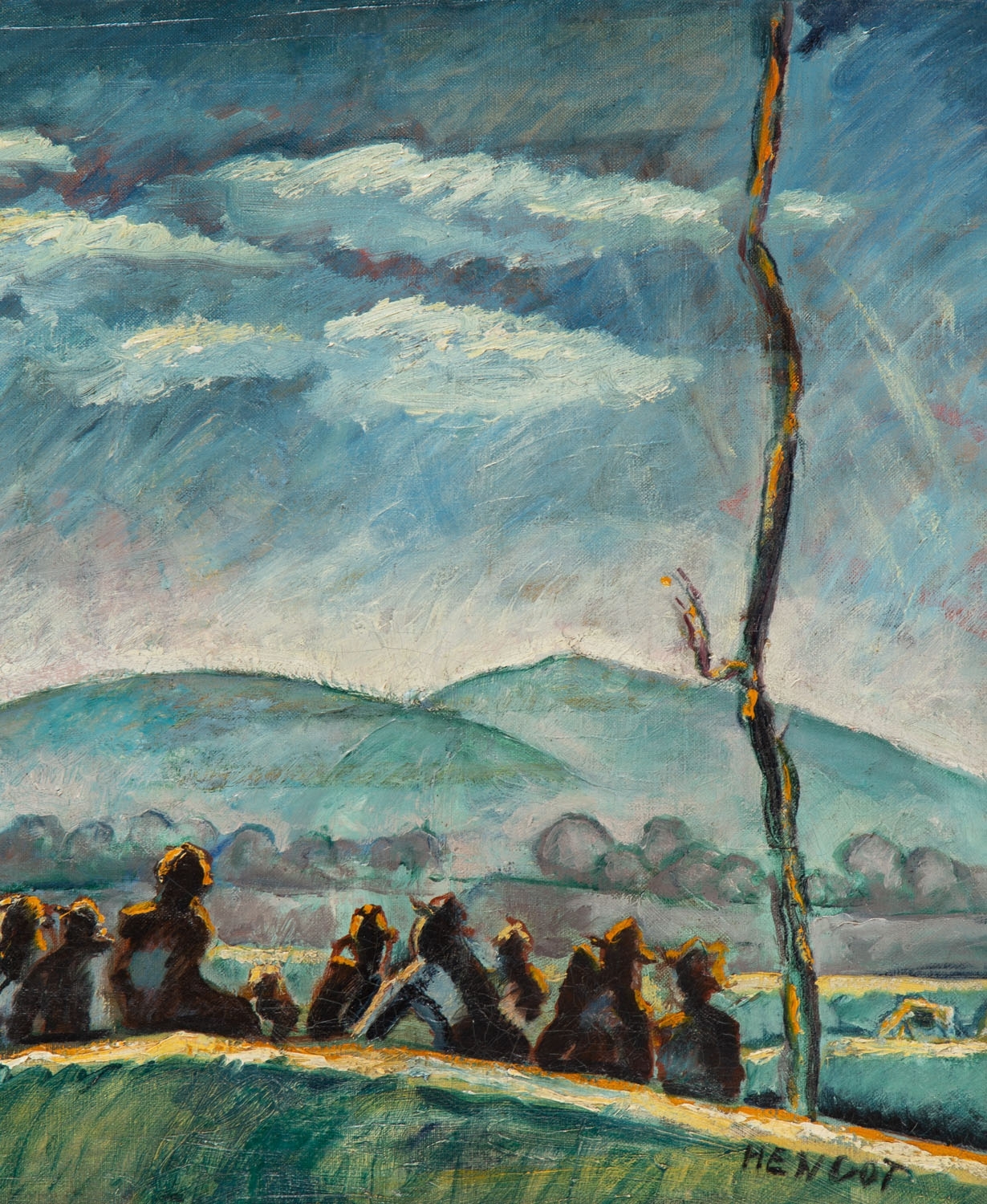 Henryk Gotlib | Krajobraz z siedzacymi postaciami | MutualArt