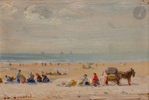 Charles Emmanuel Joseph Roussel | Scène animée en bord de mer | MutualArt