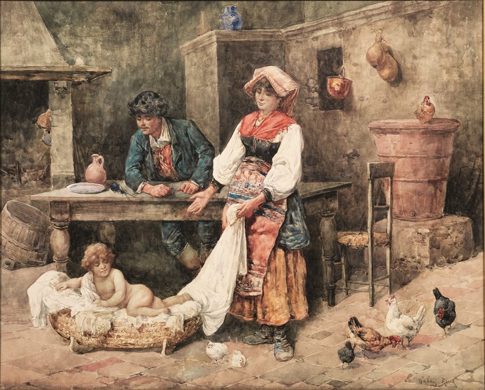 Giuseppe Gabani | FAMILY IN AN INTERIOR | MutualArt