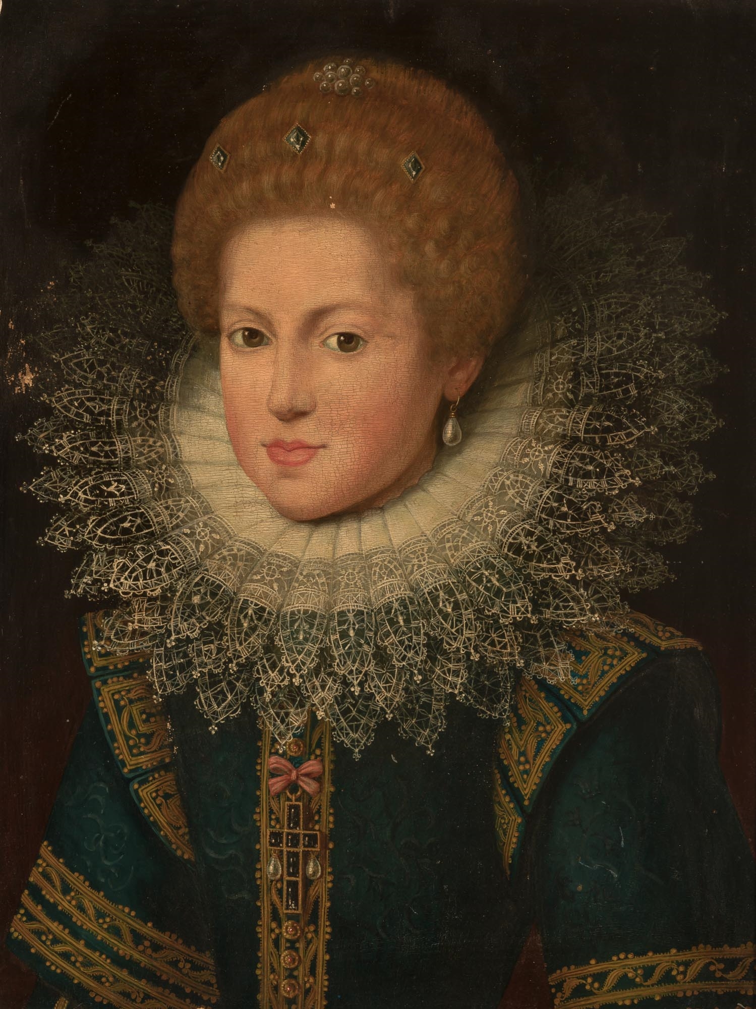 Isaac Oliver | Portrait of a Lady Wearing a Lace Millstone Ruff | MutualArt