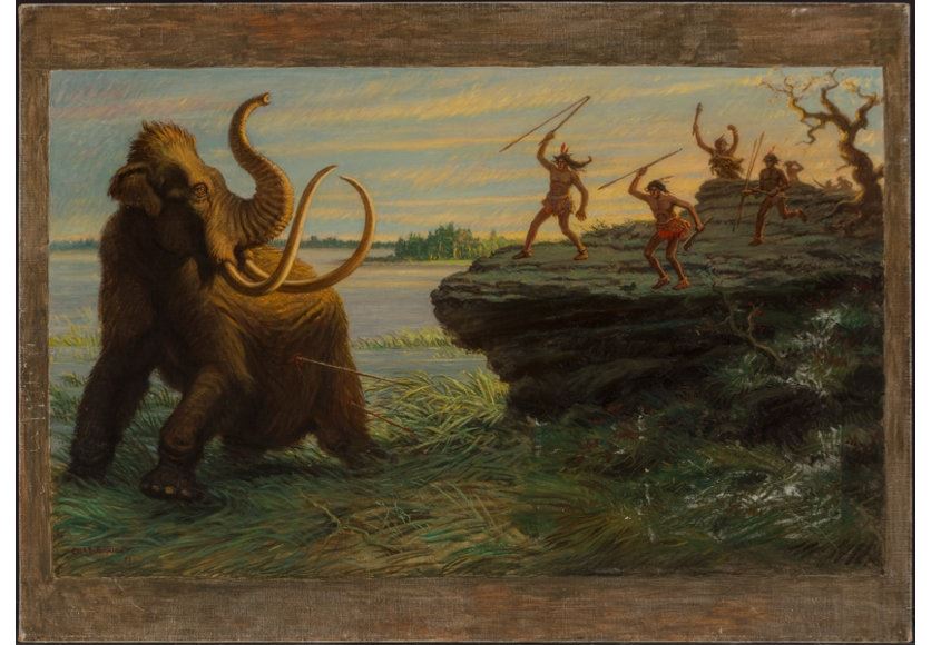 Charles R. Knight | Mammoth versus Man (1951) | MutualArt