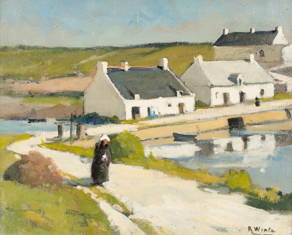 Raymond Wintz | Moulin a Eau, Etel, Brittany/Figure on a Path Beside ...