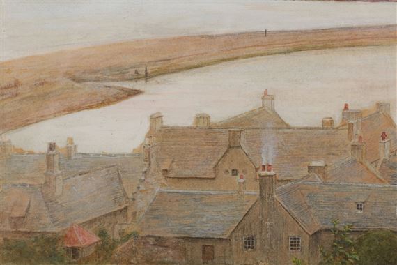 George Price Boyce | A northern fishing town on an estuary | MutualArt