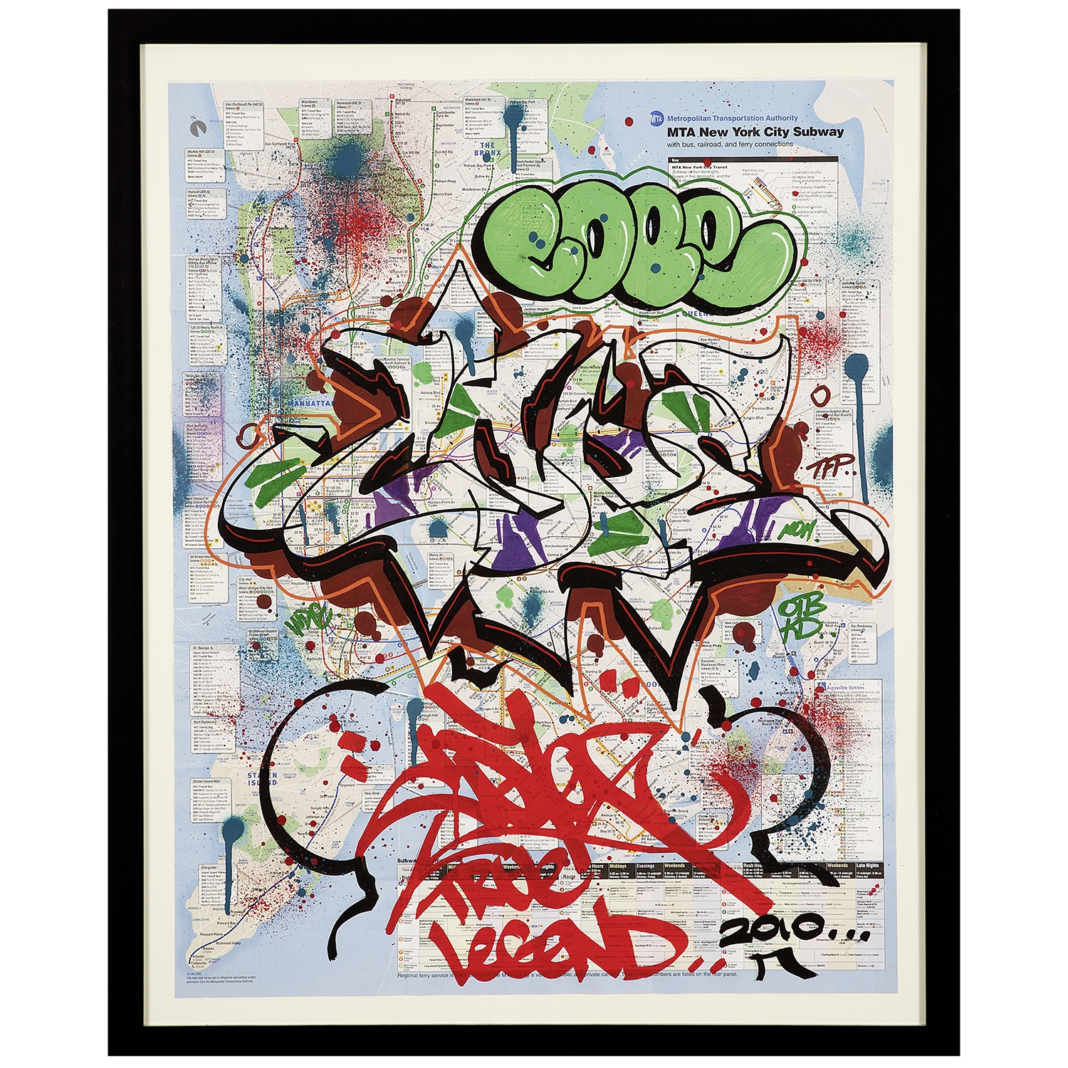 Cope2 | Technique mixte sur plan de métro de New York (2010) | MutualArt