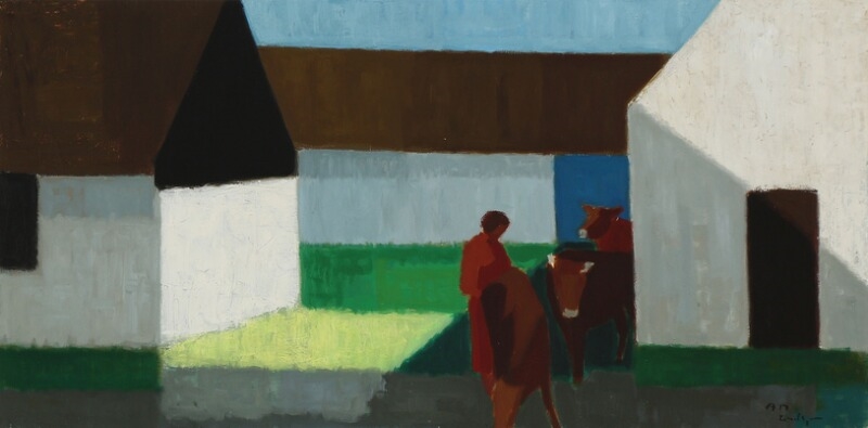 Axel Munch | Farmhouse with figures and cows | MutualArt