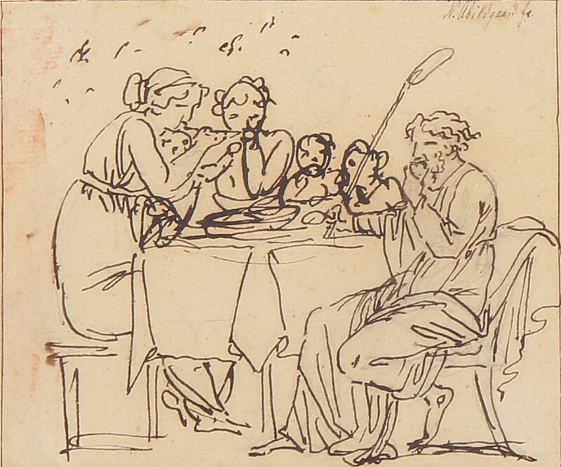 Nicolai Abraham Abildgaard | Classical scenery with a family gathered ...