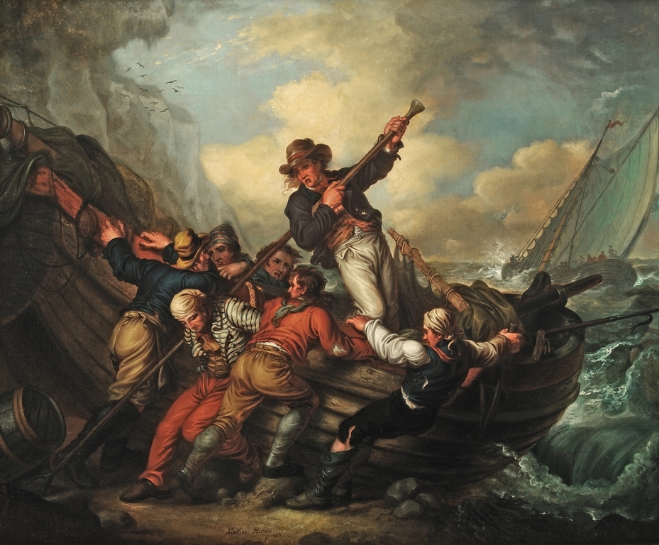 Mather Brown | Smugglers Pushing Off Their Boat (Circa 1805) | MutualArt