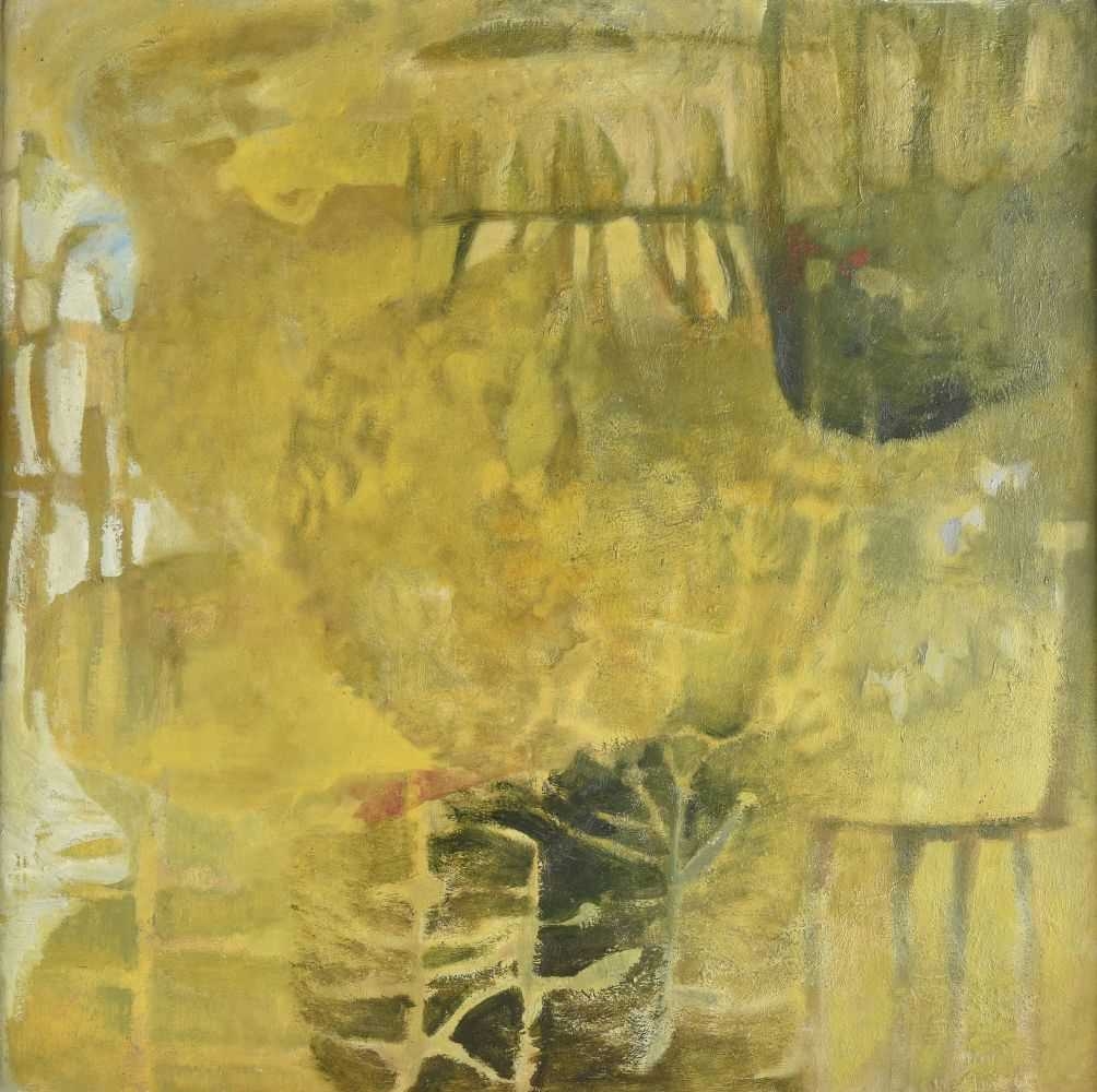 Mary Newcomb | Village with a figure and goats (1963) | MutualArt