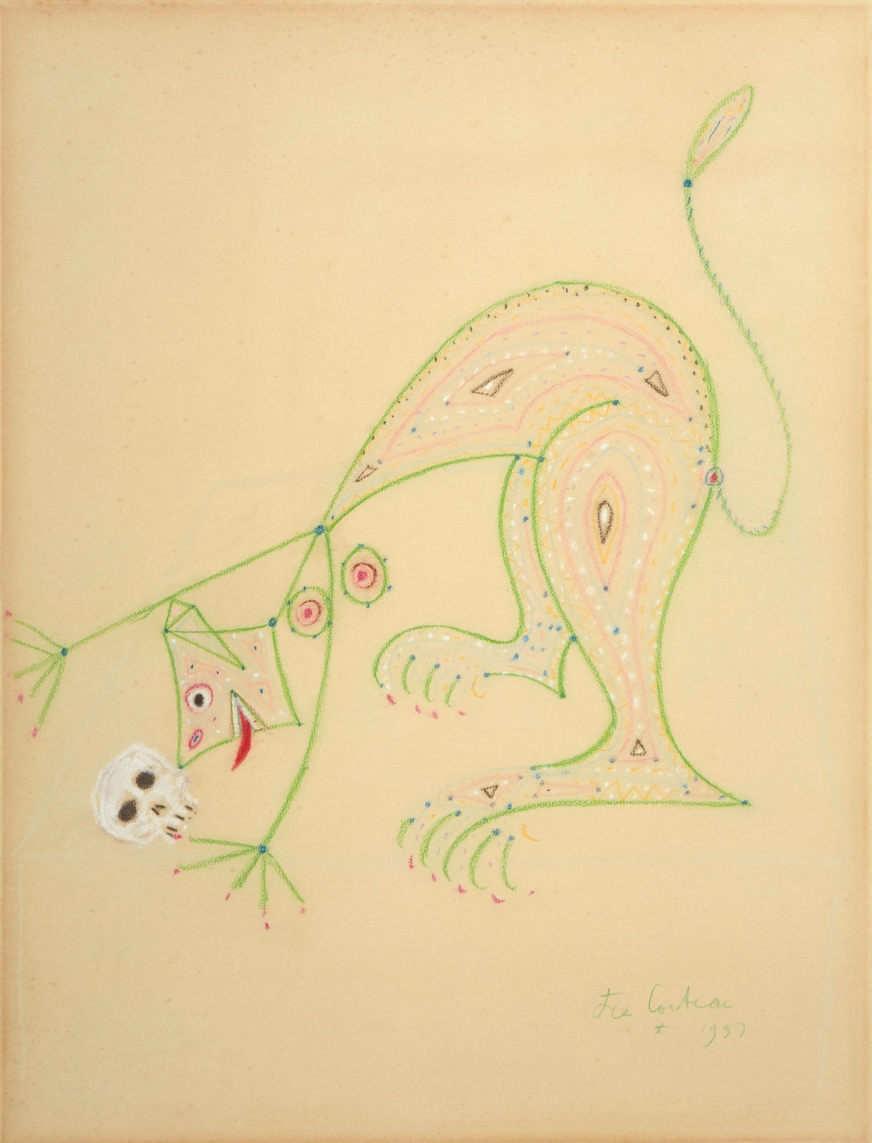 Jean Cocteau | Grand sphinx avec arabesques et crâne (1957) | MutualArt