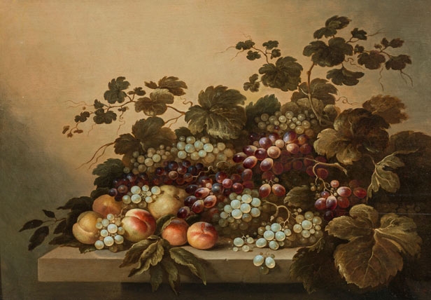 Roelof Koets | Still Life with Grapes and Peaches (1640) | MutualArt