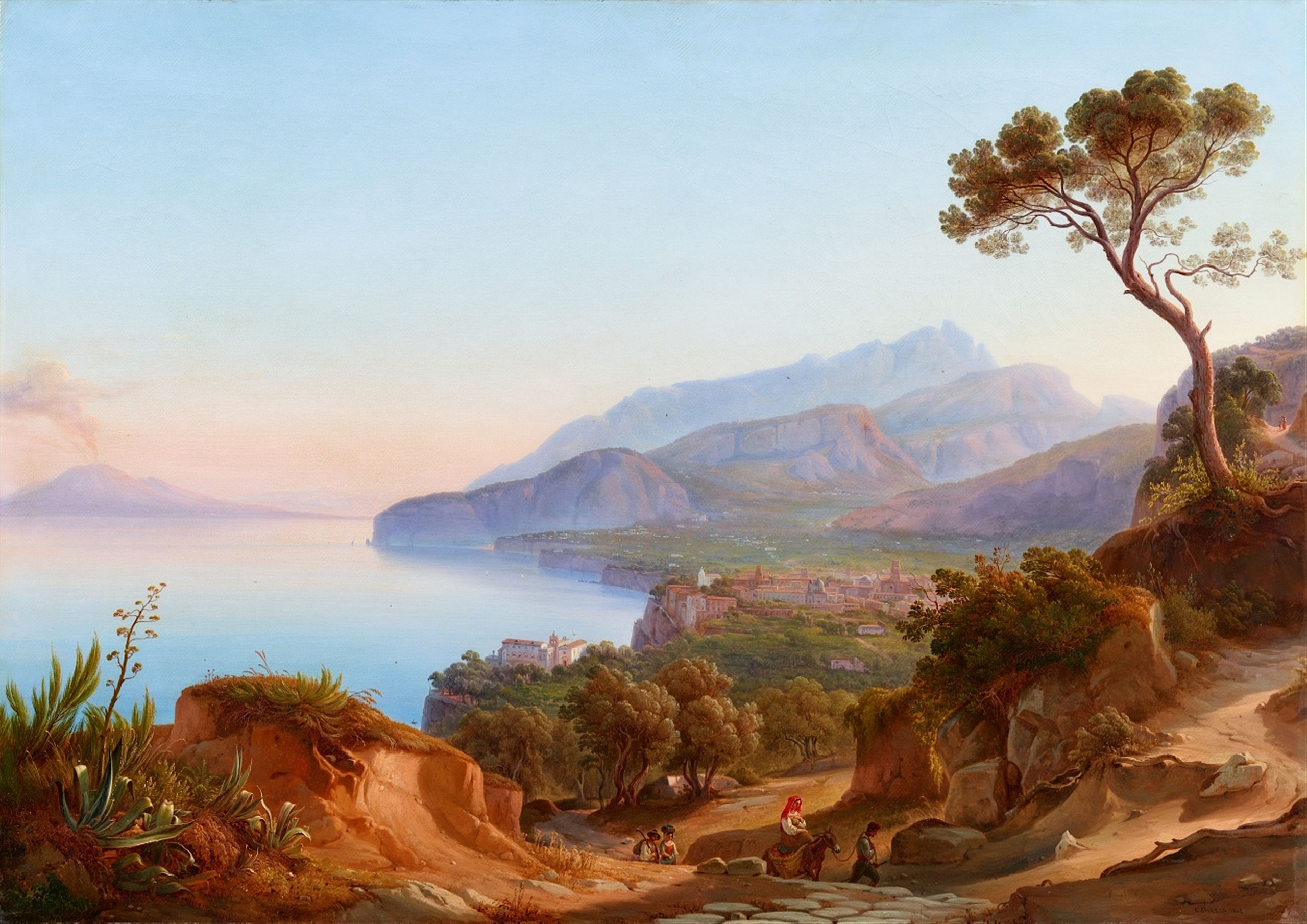 Johann Georg Gmelin | View of Amalfi seen from the Bay of Salerno (1842 ...