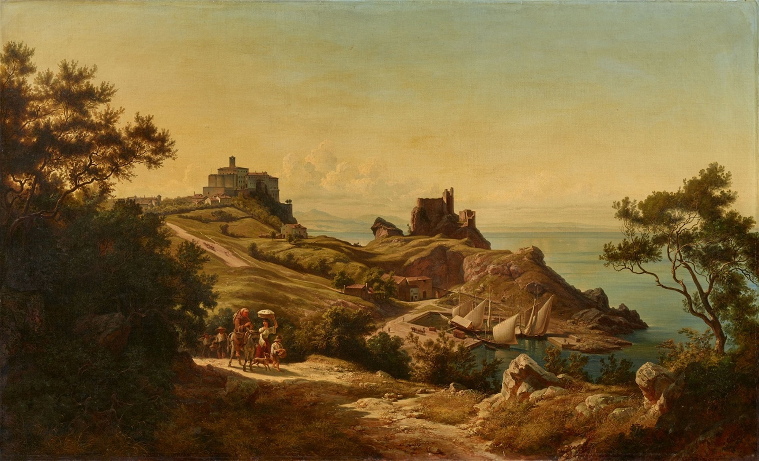 Robert Kummer | Landscape with a View of Duino Palace near Triest (19th ...