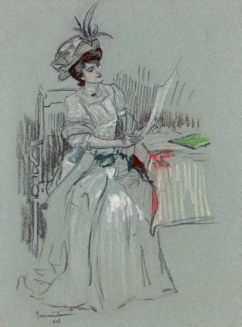 Pierre Georges Jeanniot | L'amatrice de dessins (1908) | MutualArt