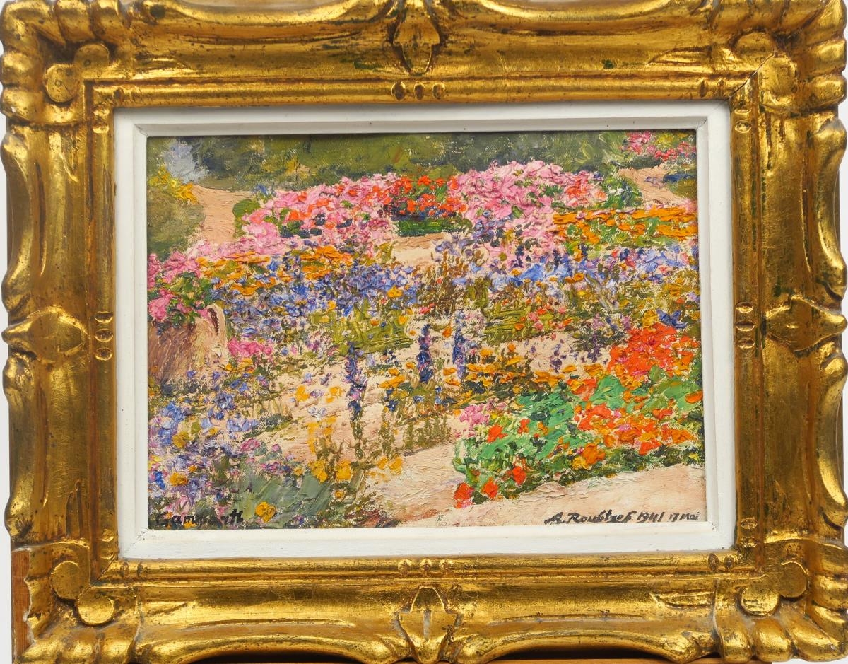 Alexandre Roubtzoff | Vue de jardin fleuri (1941) | MutualArt