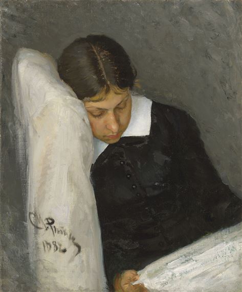 Ilya Repin | Portrait of Vera Repina, the artist's wife, reading (1882 ...