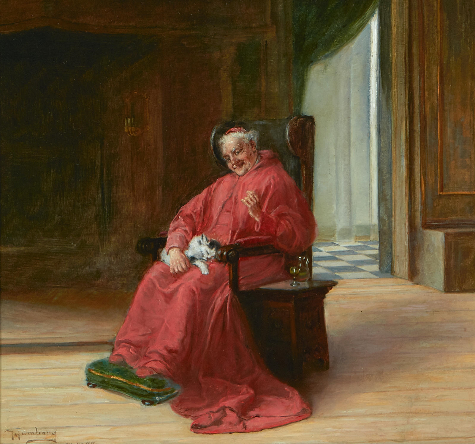 Adolf Humborg | A Cardinal with a kitten | MutualArt