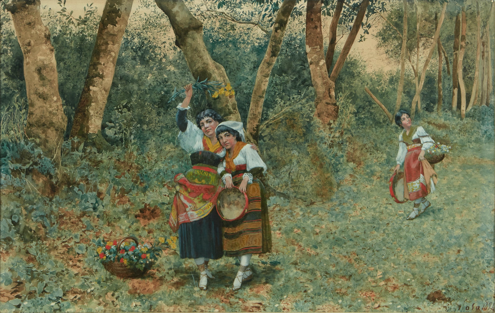 Giovanni Battista Filosa | Gathering spring woodland flowers (1874 ...