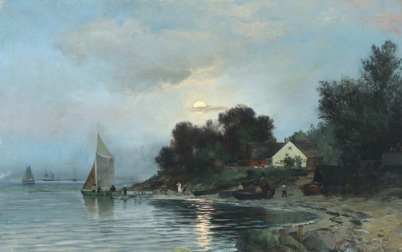 Anders Andersen-Lundby | Coastal scene from Hellebæk Strand (1886 ...