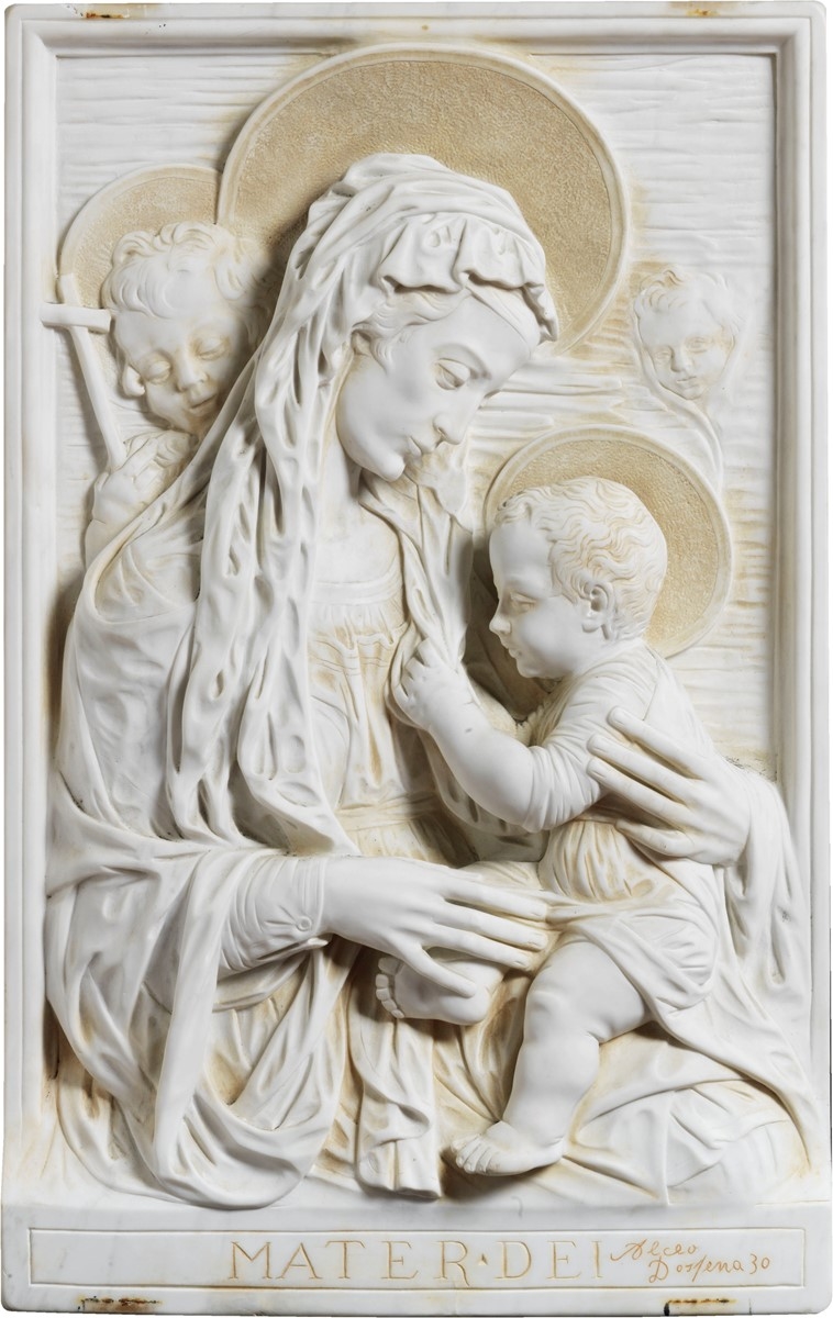 Alceo Dossena | MADONNA COL BAMBINO E SAN GIOVANNINO (1930) | MutualArt
