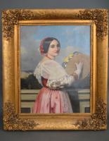 Alexandre Hesse | Painting depicts a young woman in period costume ...