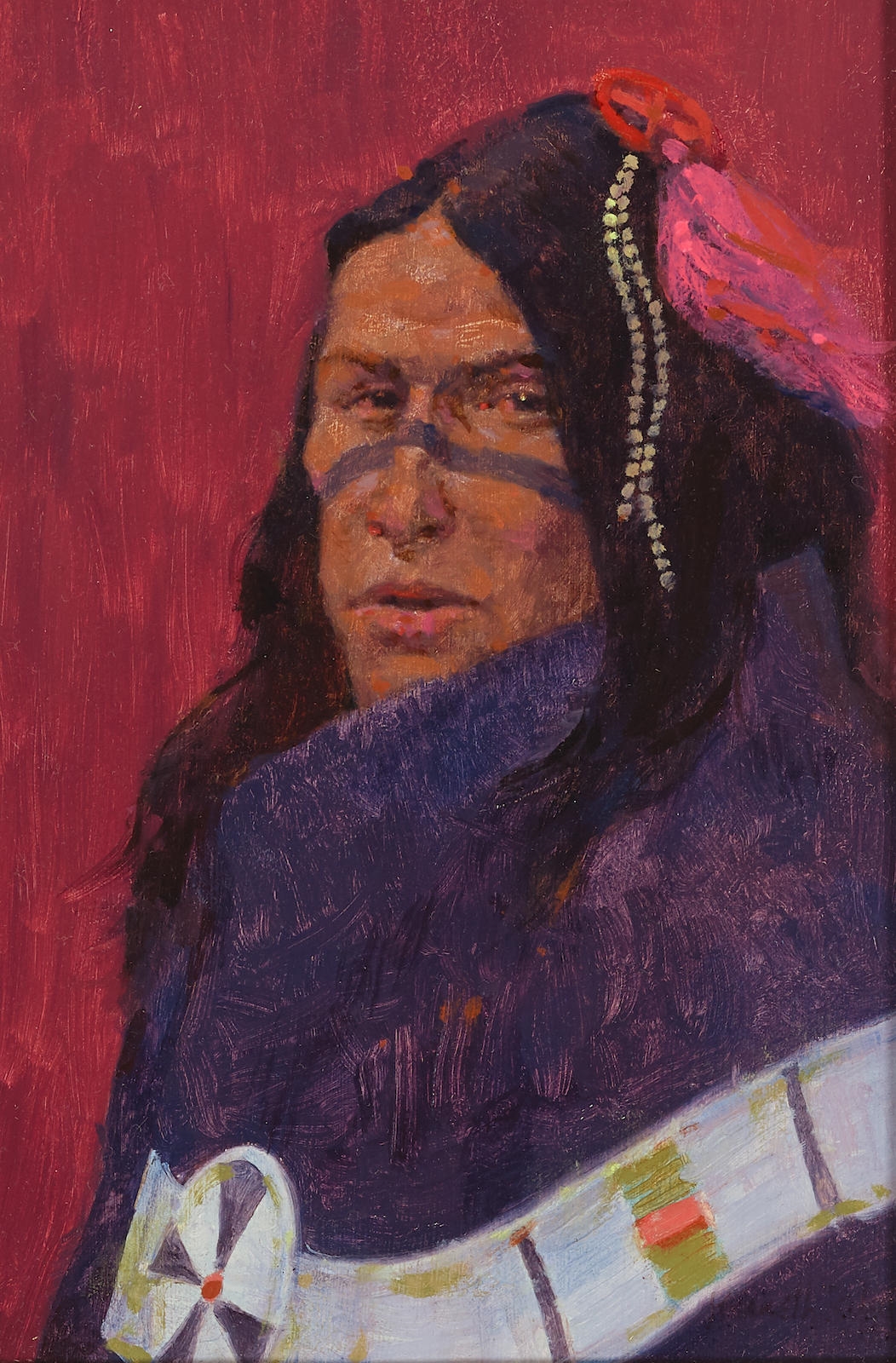 Kenneth Riley | Apache man and white horse (1992) | MutualArt