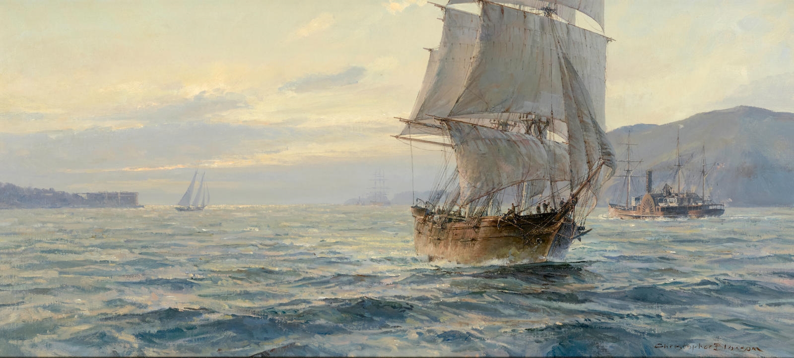 Christopher Blossom | Clipper ship Archer entering San Francisco (Circa ...