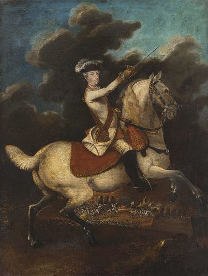 David Morier | Reiterporträt eines hohen Offiziers auf Schimmel ...