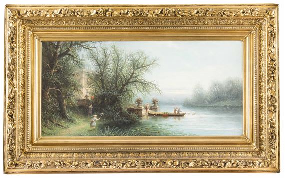 Albert Bredow | Unloading a ship on a seashore by moonlight | MutualArt