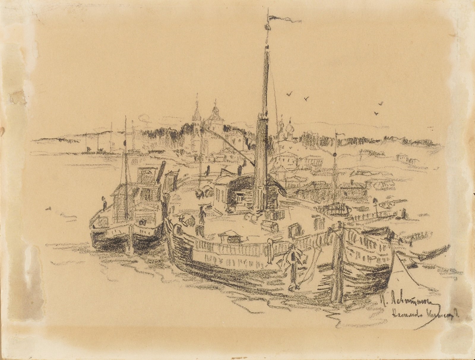 Isaak Levitan | Bateaux sur la Volga | MutualArt