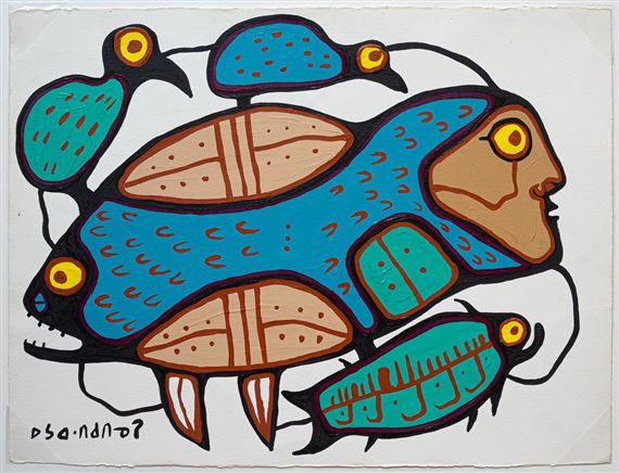 Norval Morrisseau | Shaman, Fish, and Birds | MutualArt