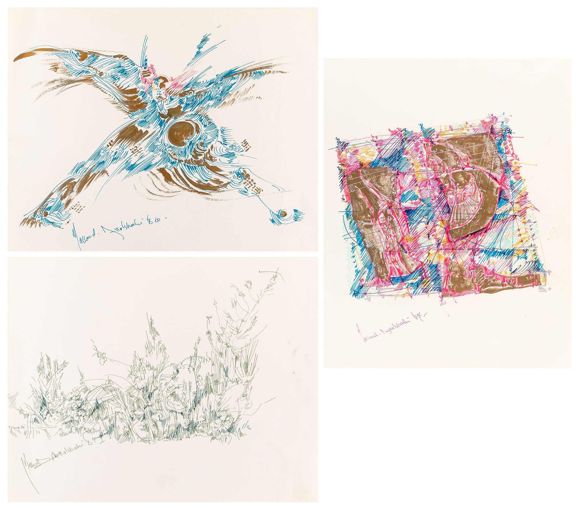 Massoud Arabshahi | A GROUP OF THREE DRAWINGS | MutualArt