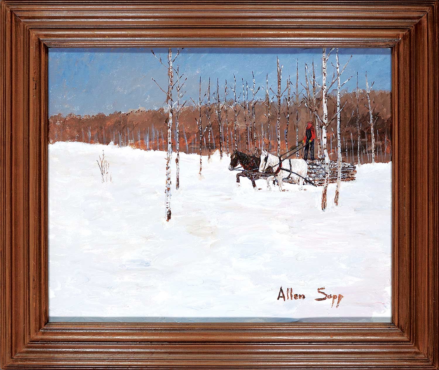 Allen Sapp | Untitled - Hauling the Logs | MutualArt