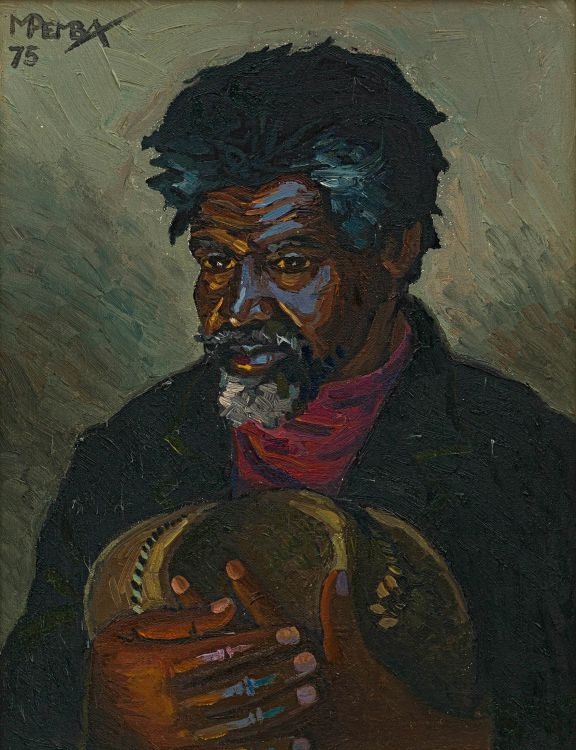 George Pemba | Portrait of an Elderly Man Holding a Hat (1975) | MutualArt