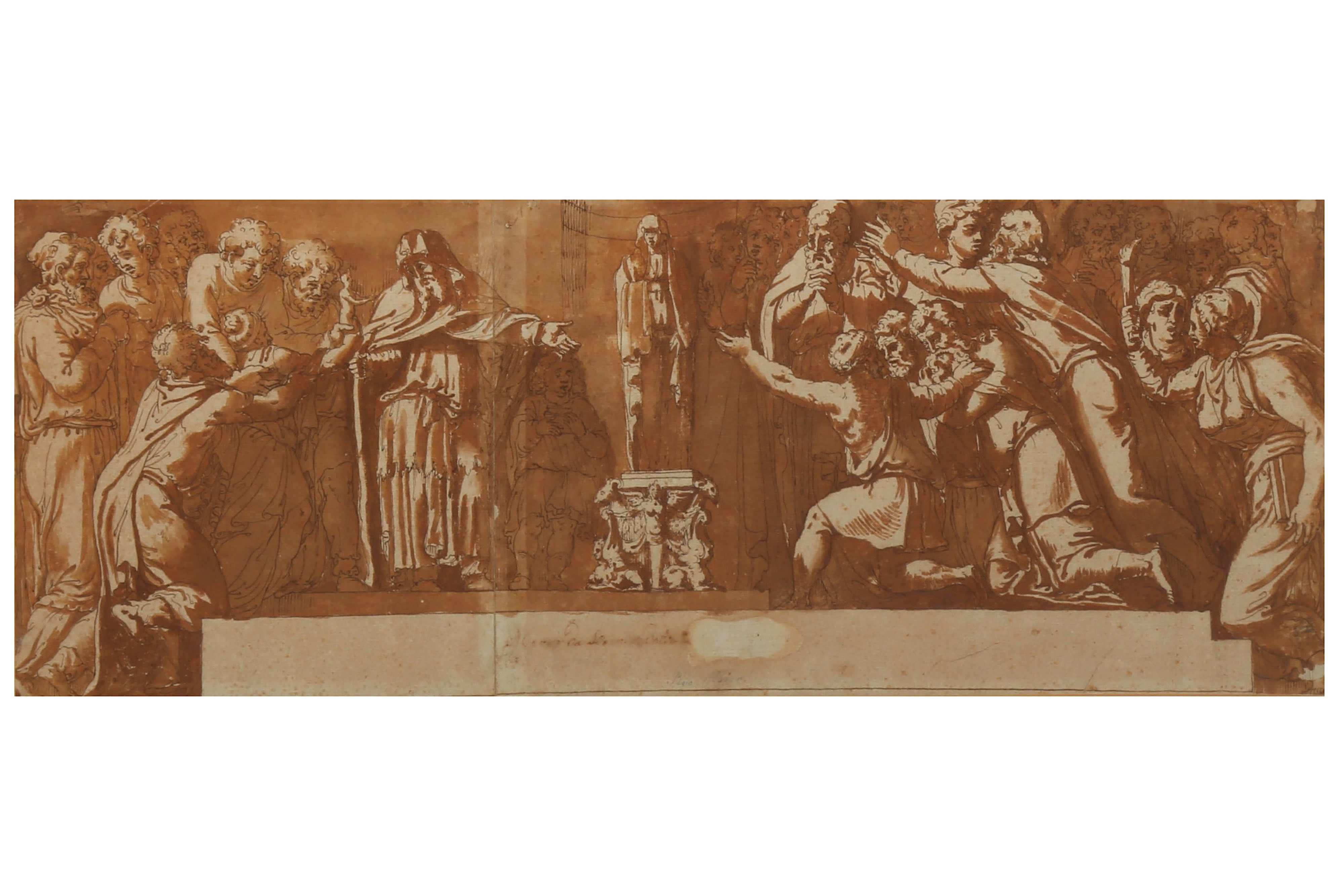 Polidoro da Caravaggio | Statue of Niobe with her worshippers, with ...