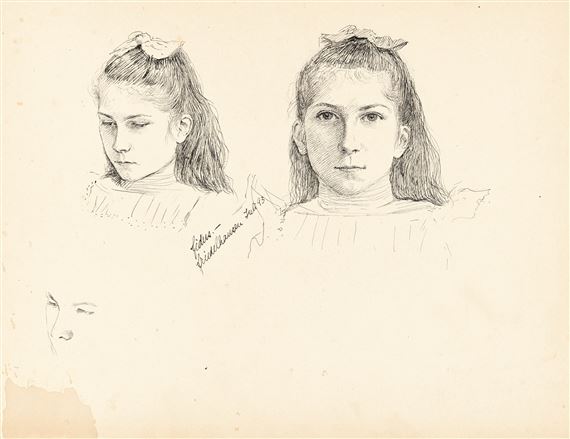 Hugo Höppener | Study for a girl’s portrait (1893) | MutualArt