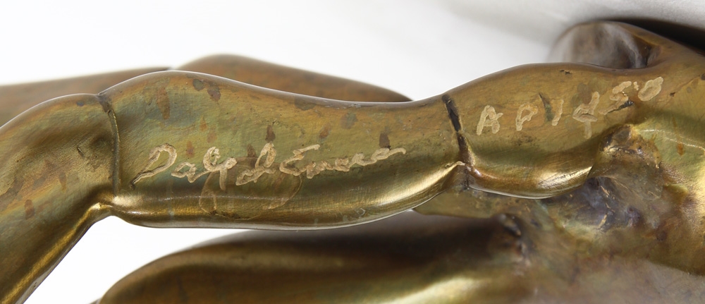 Dale Joseph Evers | patinated bronze and glass figural sculpture of a ...