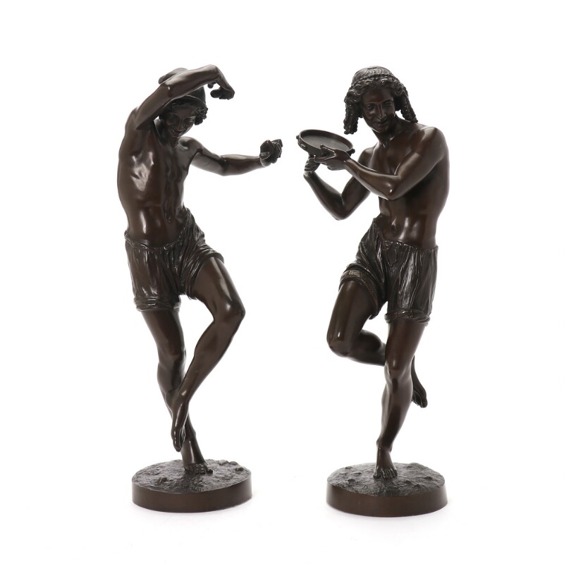Francisque Joseph‏ Duret | Two Neapolitan dancers of patinated bronze ...