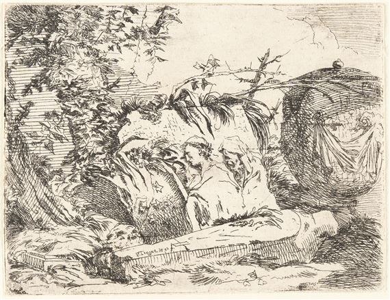 Paul Troger | Landscape with bas-relief, urne and grave (Circa 1725 ...