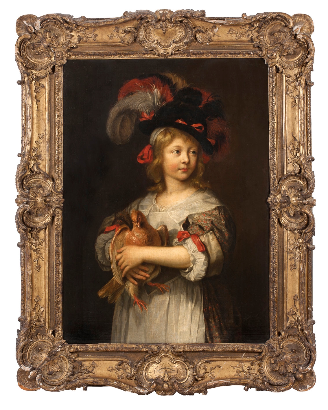 Adriaen Hanneman | Portrait d'un enfant tenant une poule | MutualArt