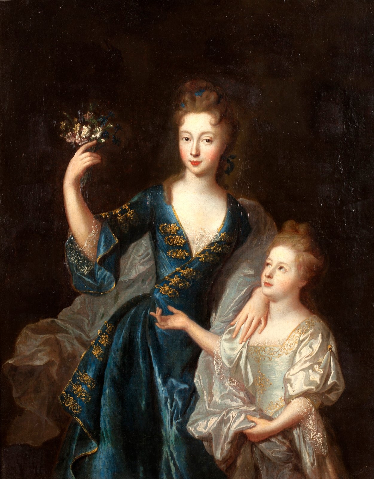 Jean-François de Troy | Mère et sa fille au bouquet de fleurs | MutualArt