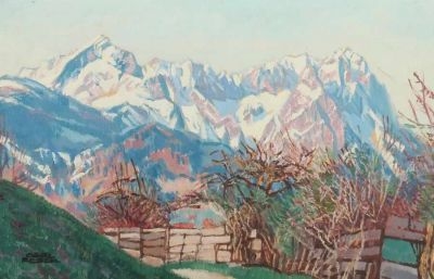 Carl Reiser | Wettersteingebirge mit Zugspitze im Vorfrühling | MutualArt